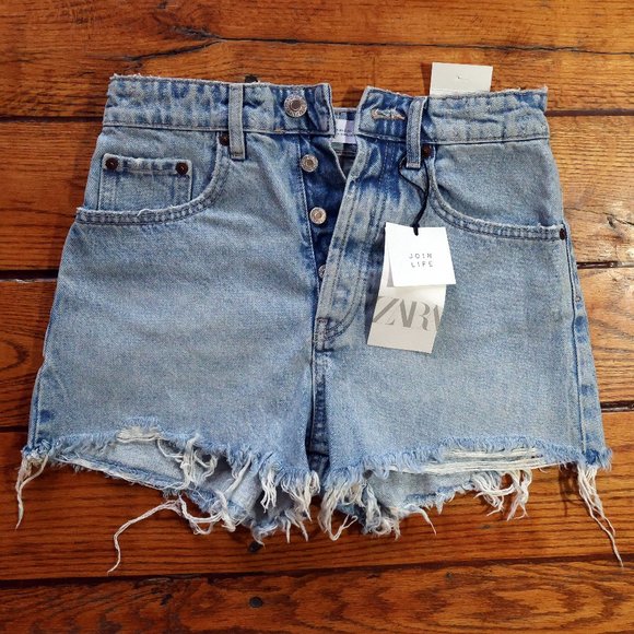 Zara | Shorts | Zara High Rise Button Fly Jean Shorts Size 2 Super Cute ...